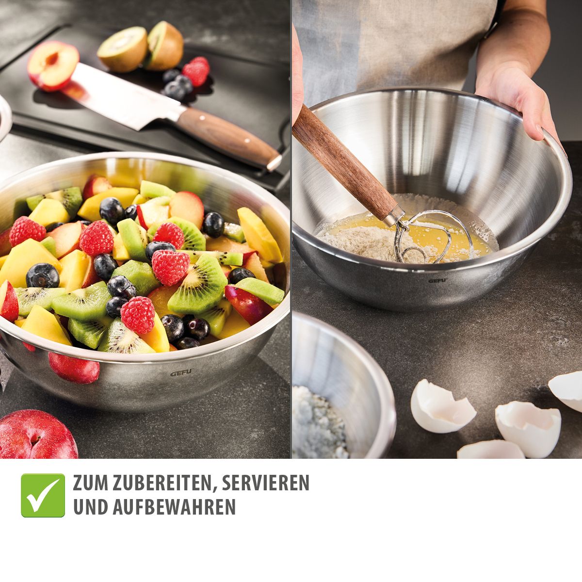 Edelstahlschüssel-Set CAVARO: 4-teilig, stapelbar